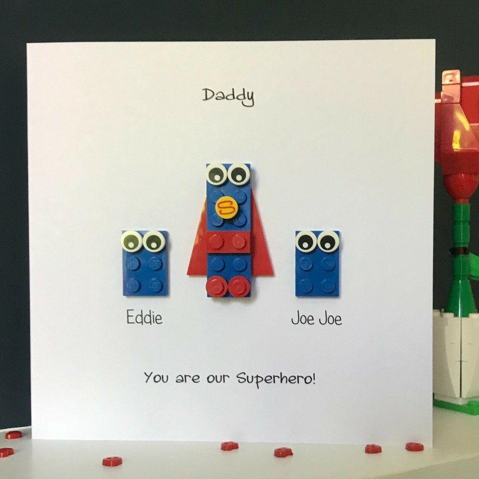 Personalised Superman Father's Day card made with LEGO ® Dad Daddy ...