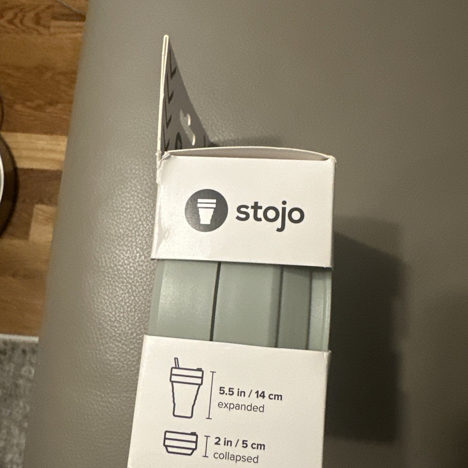 Stojo Collapsible Travel Cup with Straw~Sage Green~16oz / 470ml, NIB | eBay