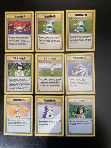 9 Card Lot Pokémon TCG Base And Gym Heroes Rare Trainers Non-Holo Set ...