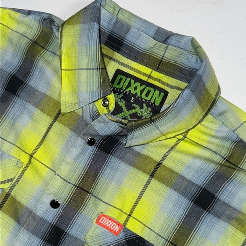 DIXXON Challenger Men's Vibrant Yellow and Gray Plaid Shirt Large ...