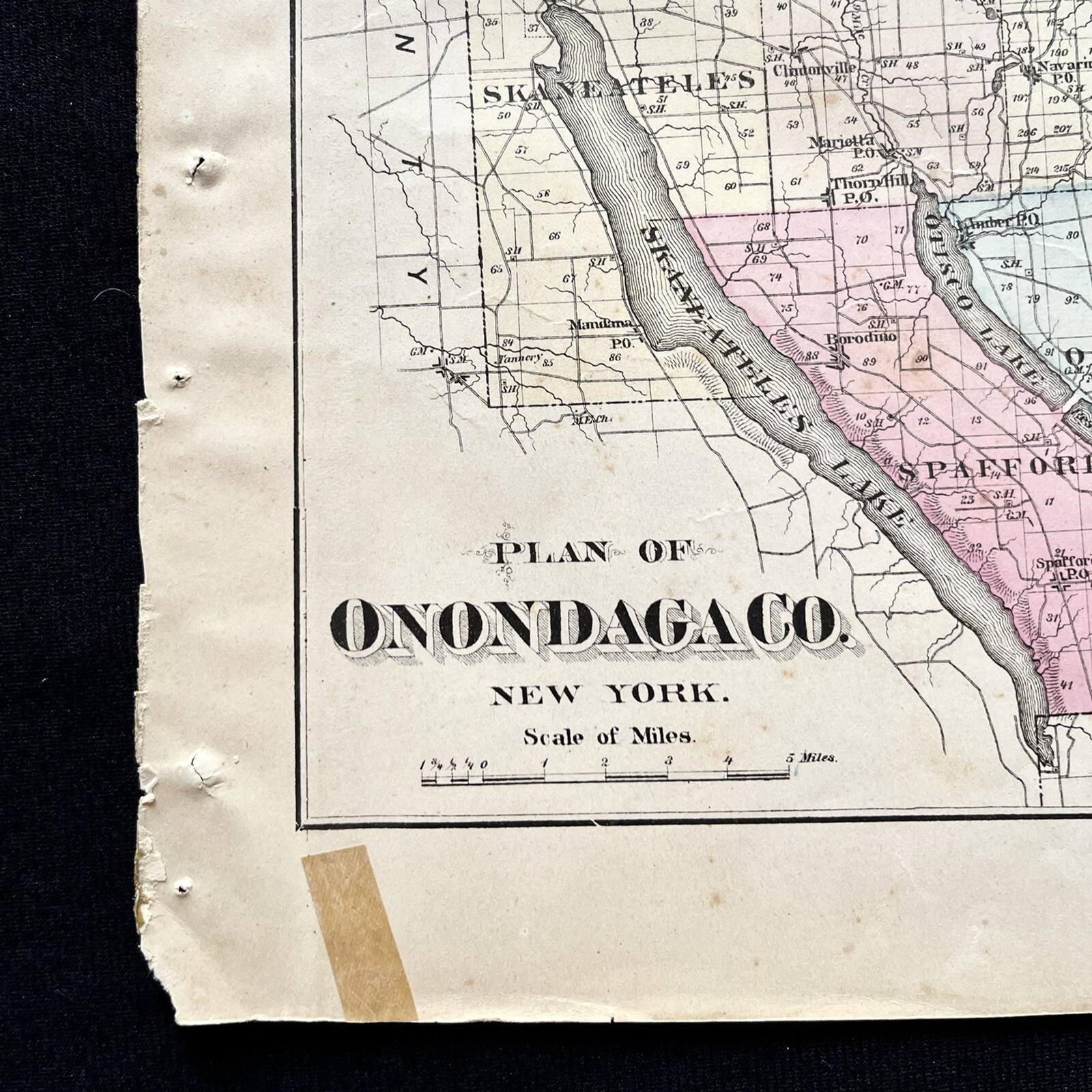 1874 HAND-COLORED Street Map of ONONDAGA COUNTY NEW YORK Syracuse ...