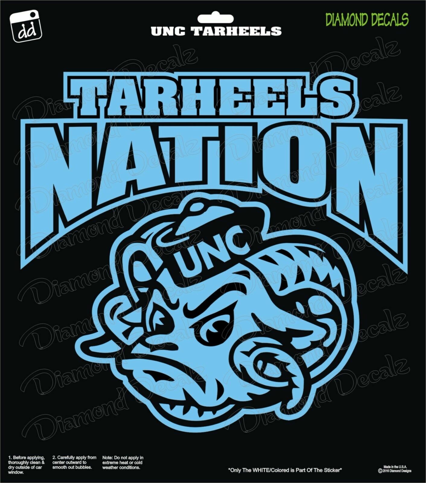 UNC Tarheels Nation NCAA University UNC Football Vinyl Decal Car Window ...