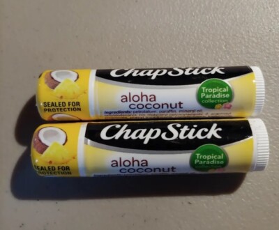 CHAPSTICK ALOHA COCONUT Flavor Lip Balm Lot of 2 New & Sealed Limited ...
