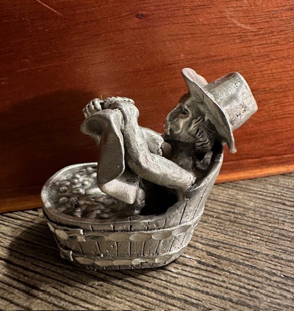 Vintage SP..B-Kay Pewter western cowboy taking a bath mini | eBay