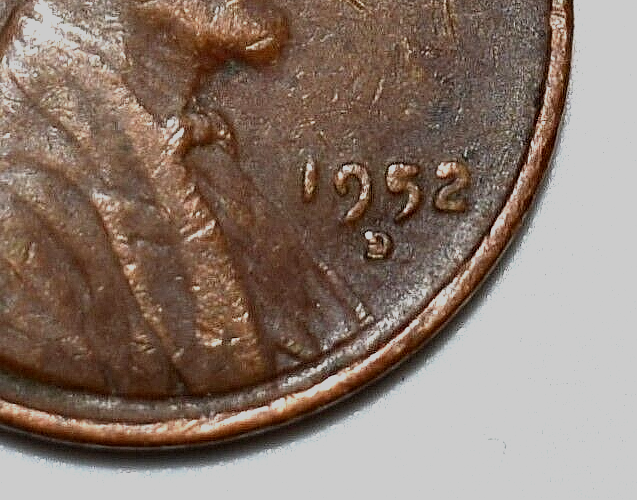 1952 Penny D Over S RPM, Filled Date, BI, DDR, Wounded, Wheat Stalk ...