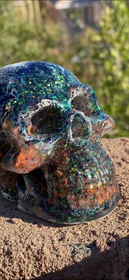 Handmade Solid Epoxy Resin Human Skull Green Decor Figurine | eBay