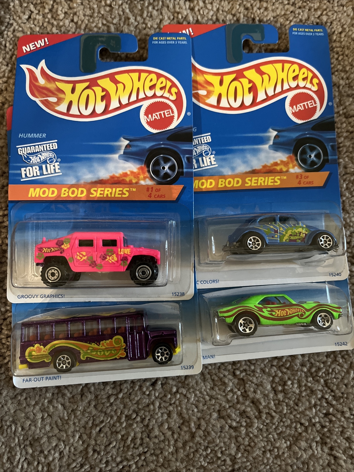 MOD BOD SERIES, 1995 Hot Wheels 1:64, COMPLETE 4 CAR SET, NEW ...
