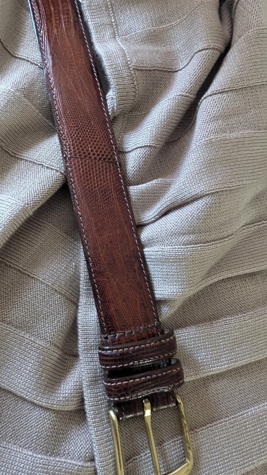 COACH MEN'S 3870 COGNAC BROWN LEATHER BELT ANIMAL PRINT BRASS BUCKLE 36 ...