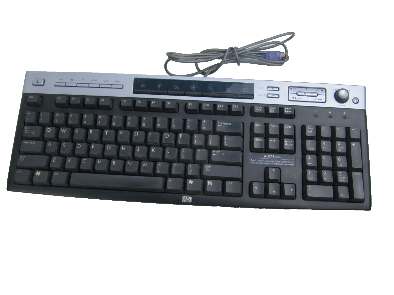 HP KEYBOARD PS/2 Wired Black QWERTY English MULTIMEDIA PS/2 5219 5187 ...