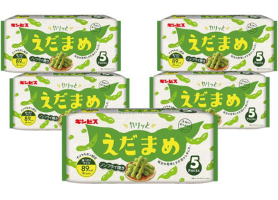 Ginbis Karitto Edamame 90g (5P In) x5 Bags Crispy Non-Fried Japanese ...