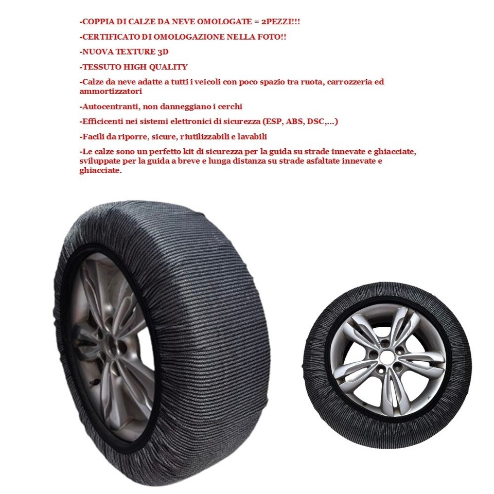 CALZA DA NEVE 205/40 R17 PNEUMATICI CON CERCHIO 17 TAGLIA M CALZE NEVE ...