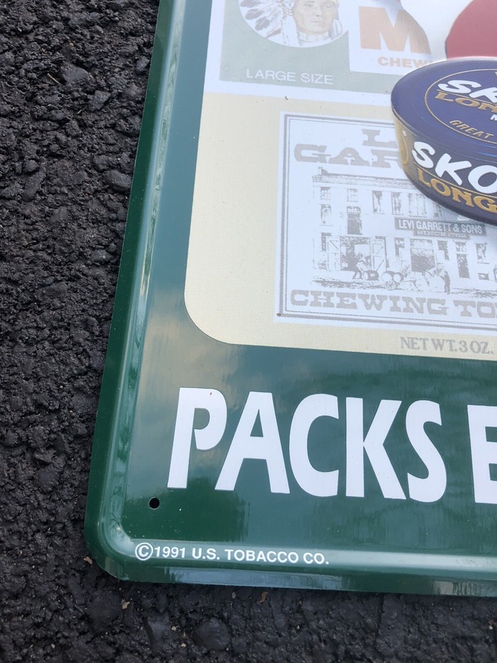 SKOAL Metal Advertising Sign 1991 "The Chewer's Choice Packs Easy ...