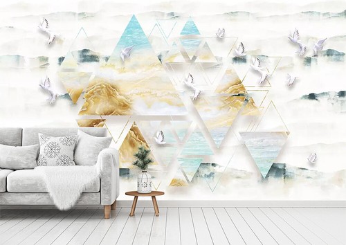 3D Nordic Triangle Asuka Self-adhesive Removable Wallpaper Murals Wall ...