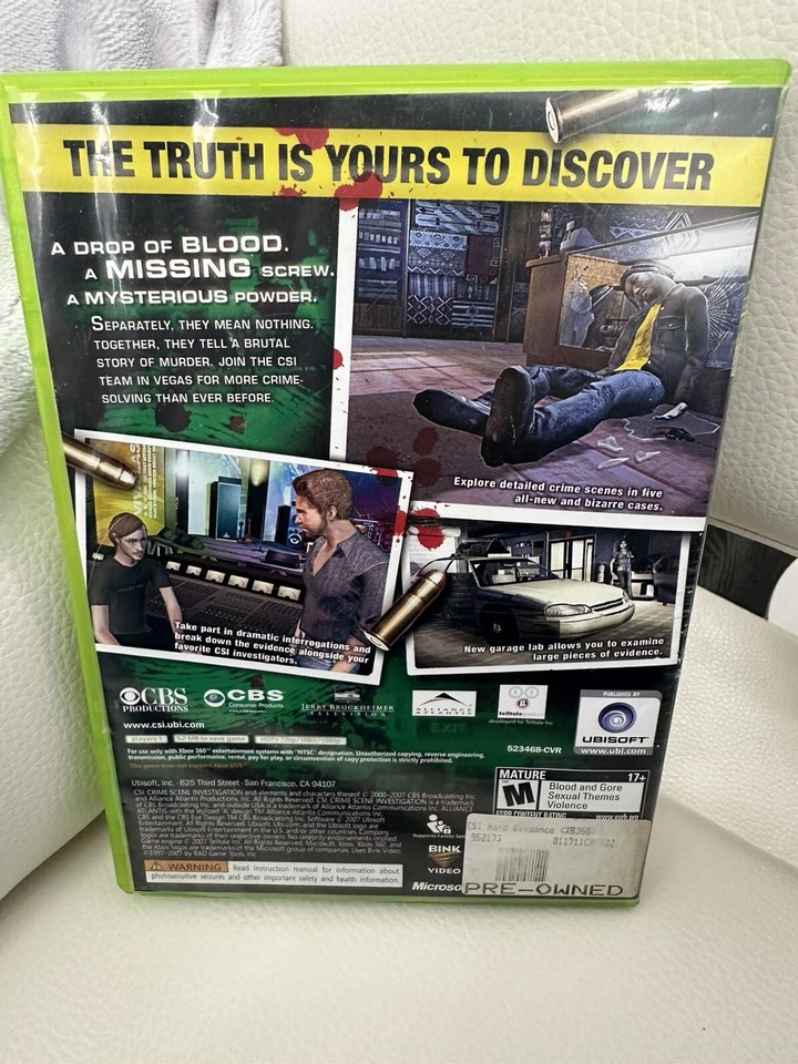 CSI: Crime Scene Investigation - Hard Evidence (Microsoft Xbox 360 ...
