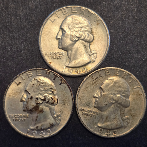 Lot of 3 Washington silver quarters.1944 1943d 1943s | eBay