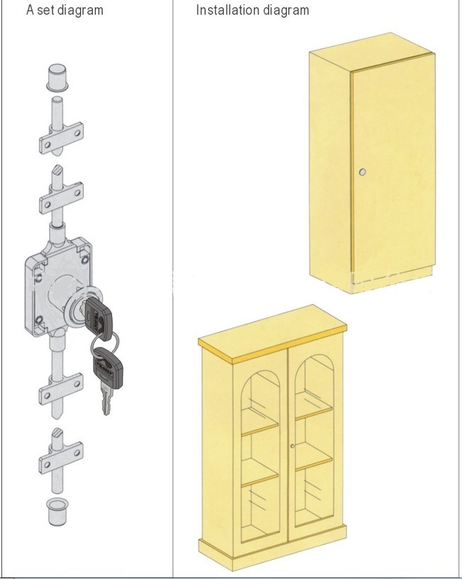 Flat Key Wafer Furniture Lock Extending Bar Lock ENCLOSURE CABINET ...