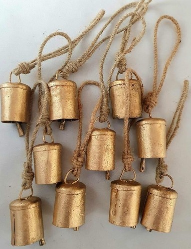 Set of 10 Vintage Rustic Tin Bells Wall Hanging Décor 6cm Big Bells On ...
