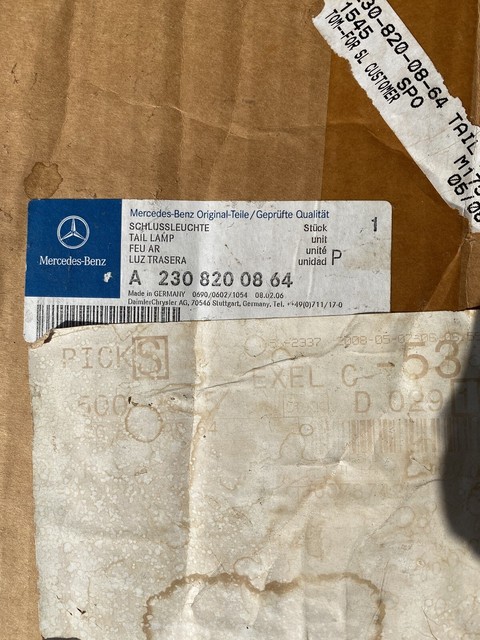 Mercedes-Benz W230 Right Rear Side Tail Light Germany Genuine OE ...