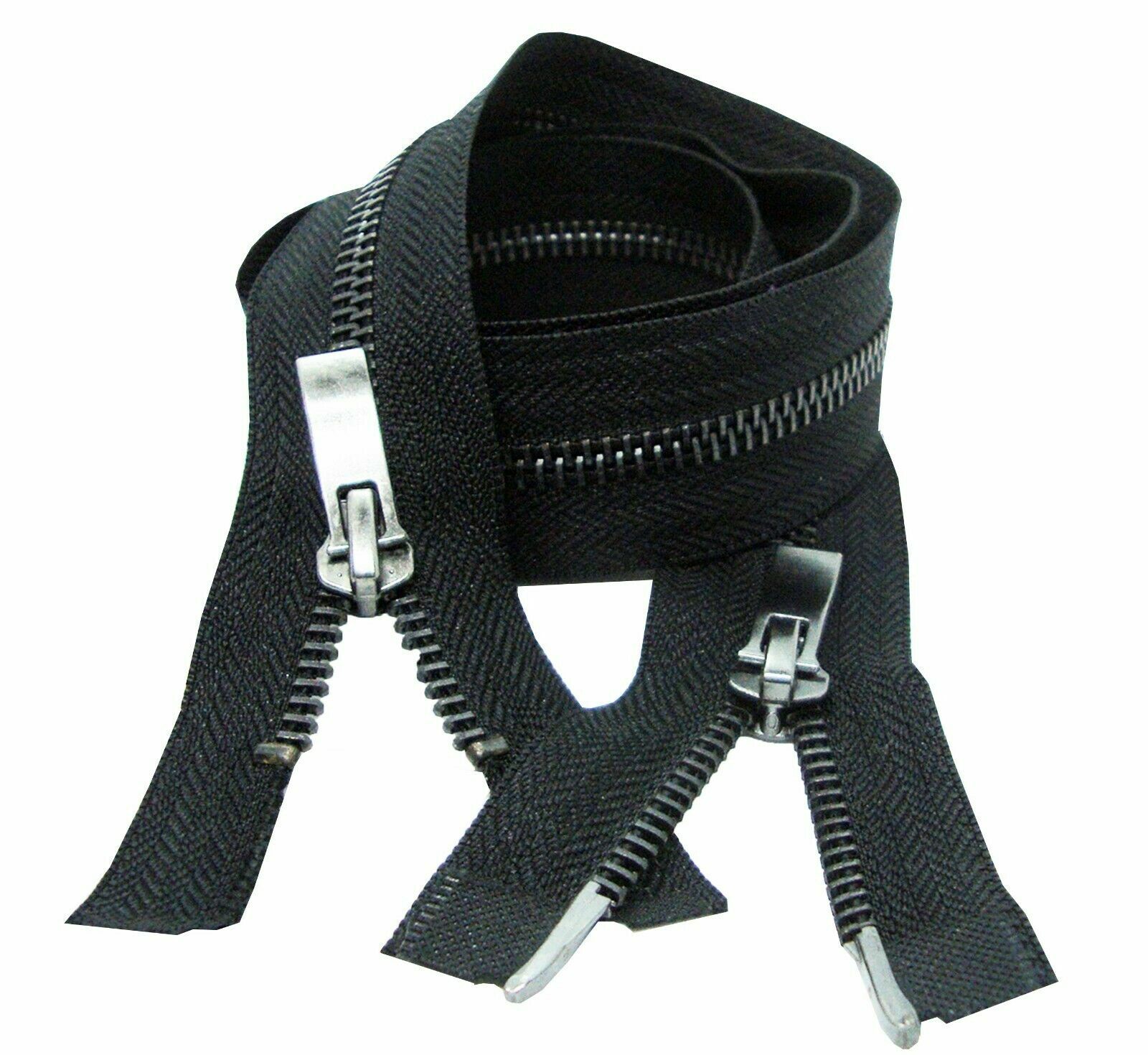 2 Way METAL Zip Open End Black Fastener Size #5 Black Nickel Teeth ...