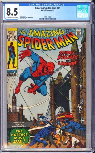 Amazing Spider-Man # 95..CGC Universal slab 8.5 VF+ grade...1971 comic ...