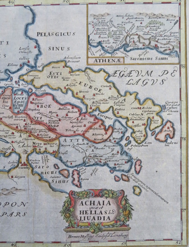 Ancient Greece Attica Euboea Athens Delphi Corinth 1694 Mosting scarce ...