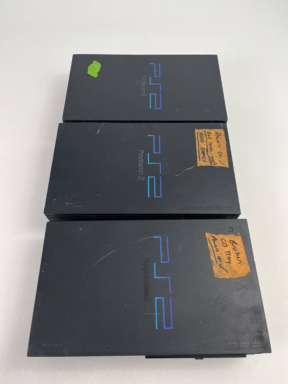 Lot of 3 Broken Sony PlayStation 2 PS2 Black “Fat” Consoles SCPH-39001 ...