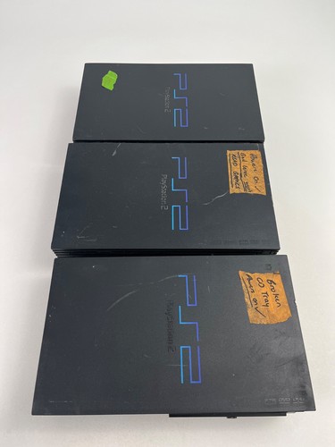 Lot of 3 Broken Sony PlayStation 2 PS2 Black “Fat” Consoles SCPH-39001 ...