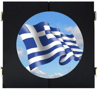 Greek Flag Greece Dart Board Dartboard & Cabinet Kit Steel Tip Darts | eBay