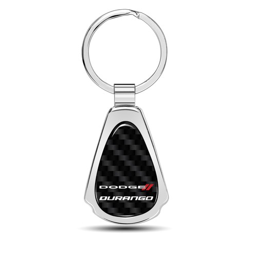 Dodge Durango Real Black Carbon Fiber Chrome Metal Teardrop Key Chain ...