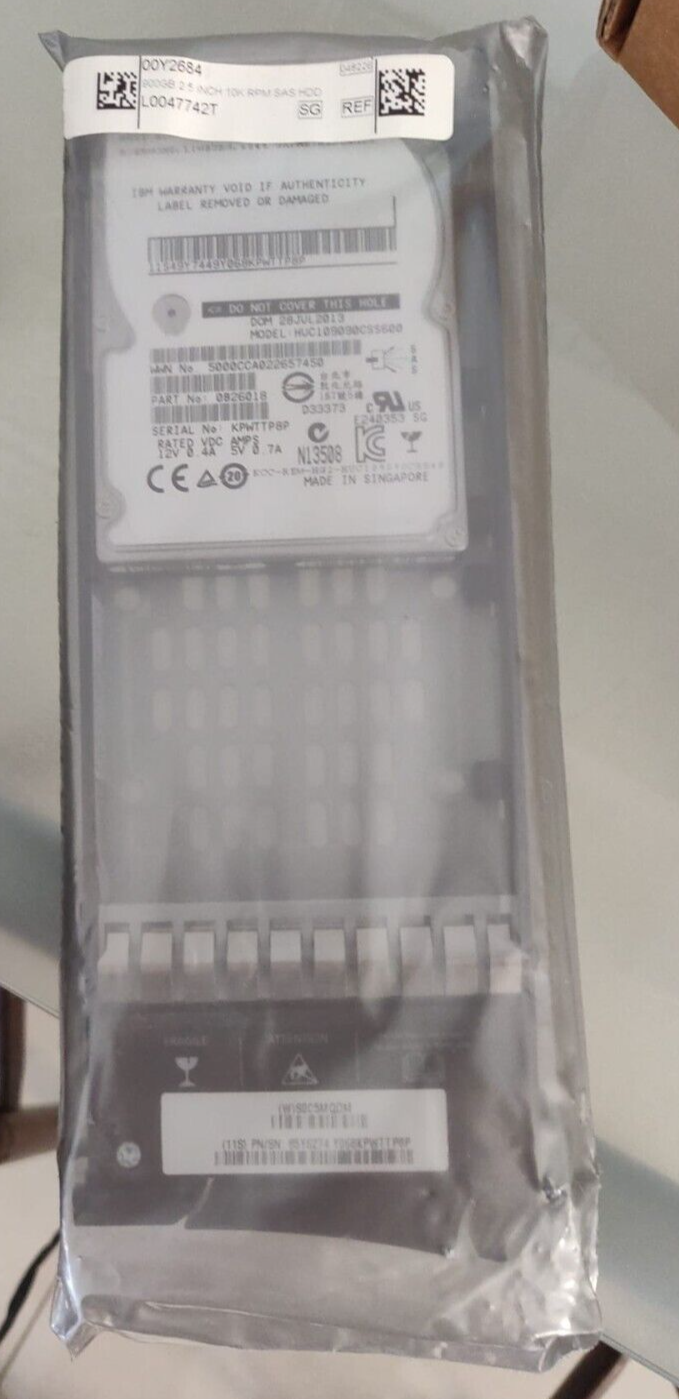 2x IBM 00Y2684 85Y6274 00D5303 900GB 10K RPM SAS 6Gbps 2.5" Hard Disk ...