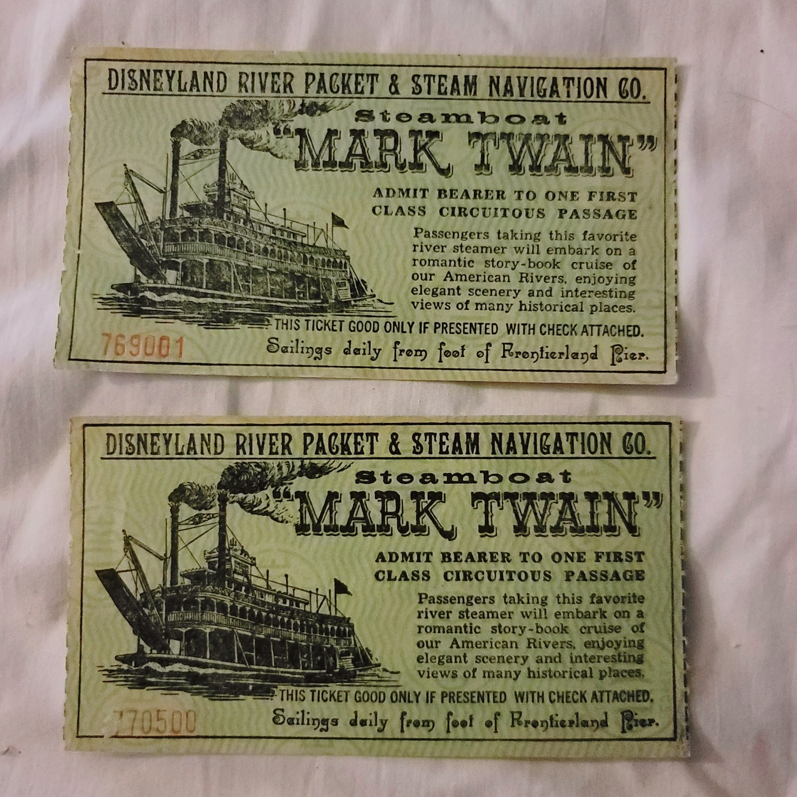 Disneyland Mark Twain Steamboat River Packet Ticket 1950s/60s Vintage ...