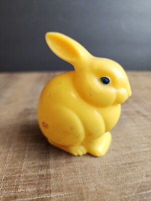 Vintage Knickerbocker Easter Hard Plastic Yellow Bunny Rabbit SEE ...