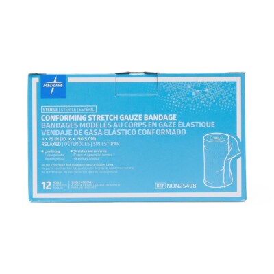 Medline NON25498 sterile conforming stretch gauze bandage rolls 4x75 ...