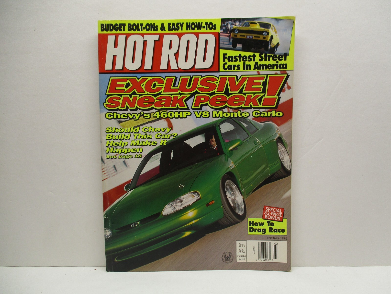 Feb. 1996 Hot Rod Magazine Monte Carlo Car Antique Rod Parts Dodge Ford ...