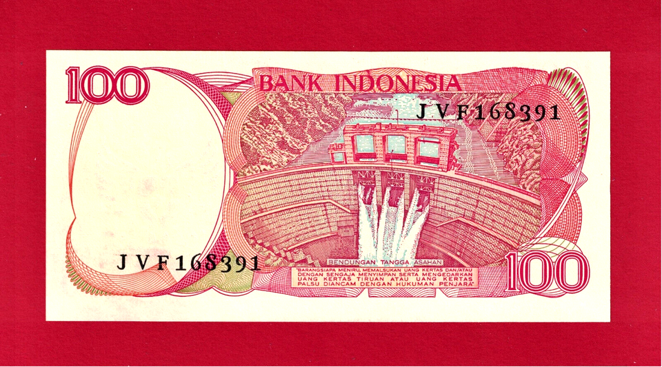 SCARCE INDONESIA UNC NOTE: 100 Rupiah 1984 (P-122b) Signature: SIREGAR ...