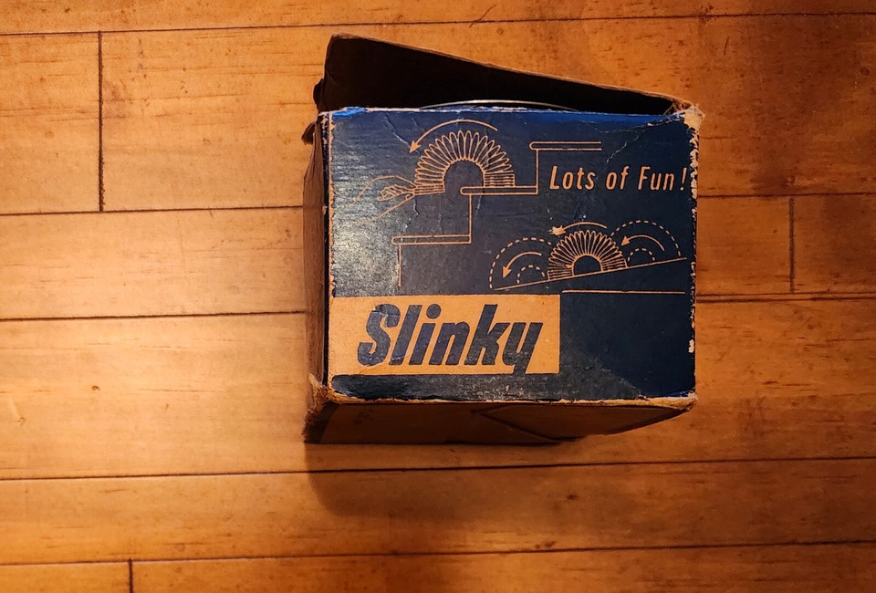 1940's Vintage Early James Original Slinky Toy Blue Box Clifton Heights ...