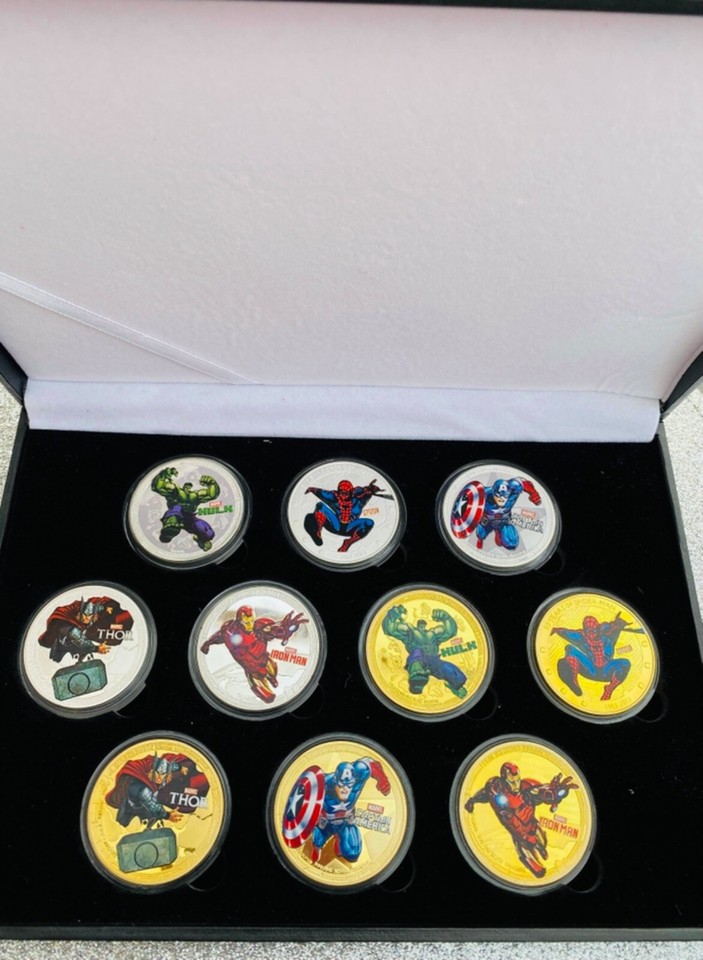 Marvel Avengers Gold Plated And Silver Coin Set Captain America ...
