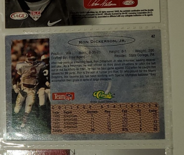 ARKANSAS RAZORBACKS RON DICKERSON JR. RB FOOTBALL SIGNED AUTO CARD | eBay