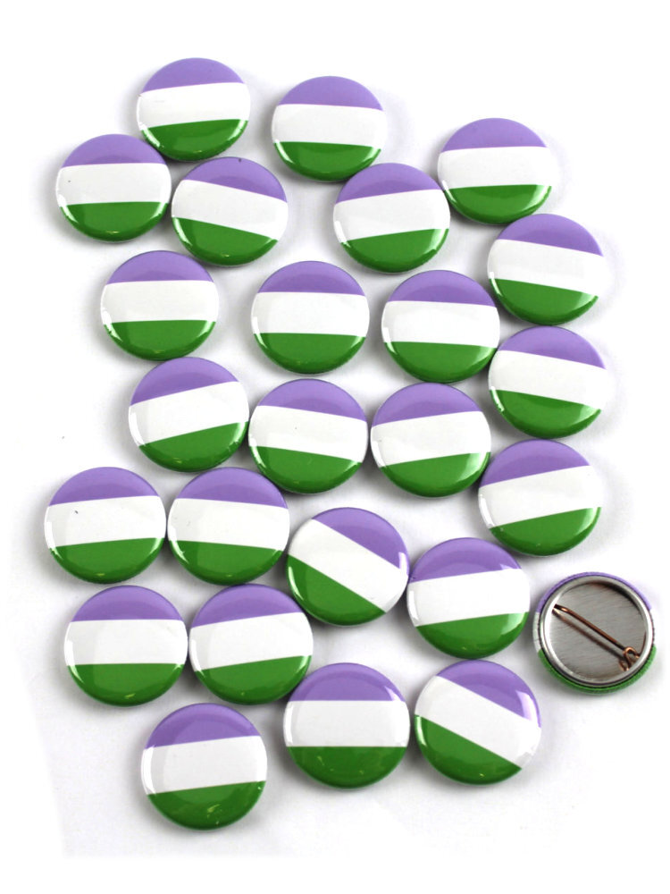 LGBTQ+ Genderqueer Pride Flag Pinback Buttons - 1 Inch Round - 25 Pack ...