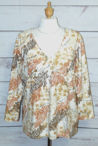 RUBY RD. Size XL Multicolor V-Neck with 3/4 Length Sleeves Knit Top | eBay
