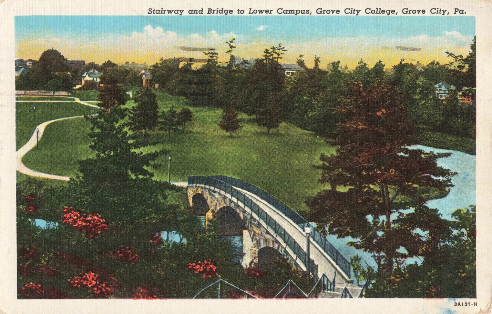 Postcard Stairway and Bridge Grove City College Pennsylvania | eBay