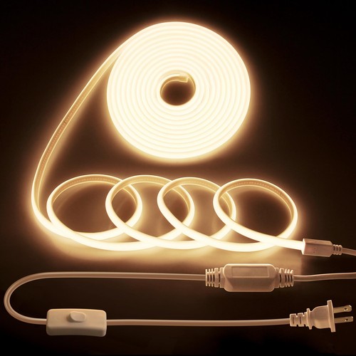 20FT COB Light 3000K Warm White AC110V-120V Rope Lights Outdoor ...