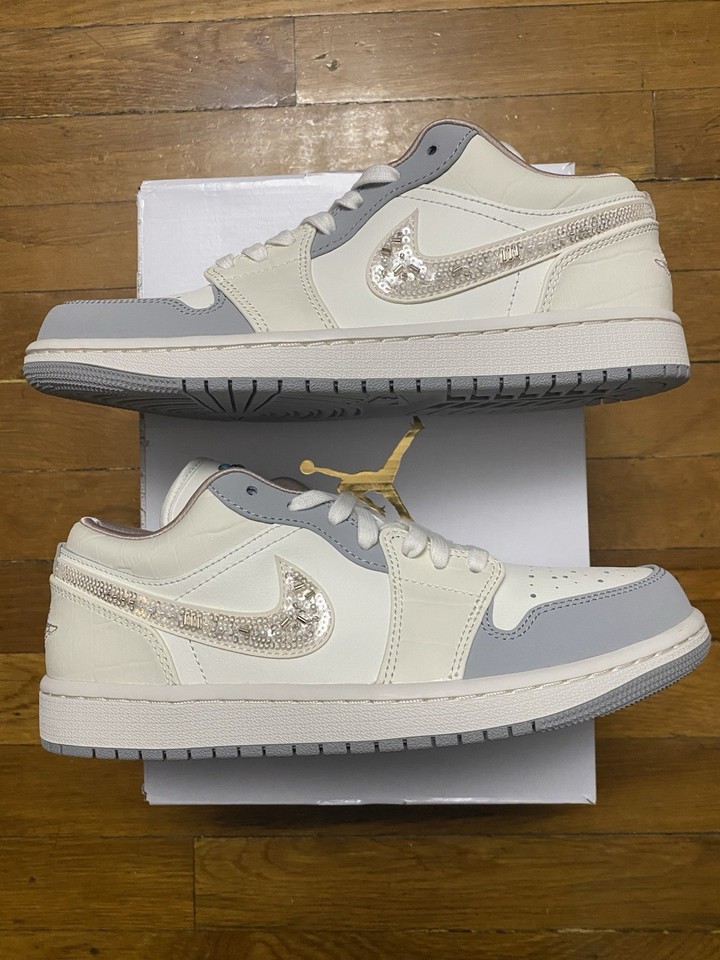 Size 8.5, 10 - Jordan 1 Low Sail Soft Pearl Grey Shoes Women's - SHIP ...