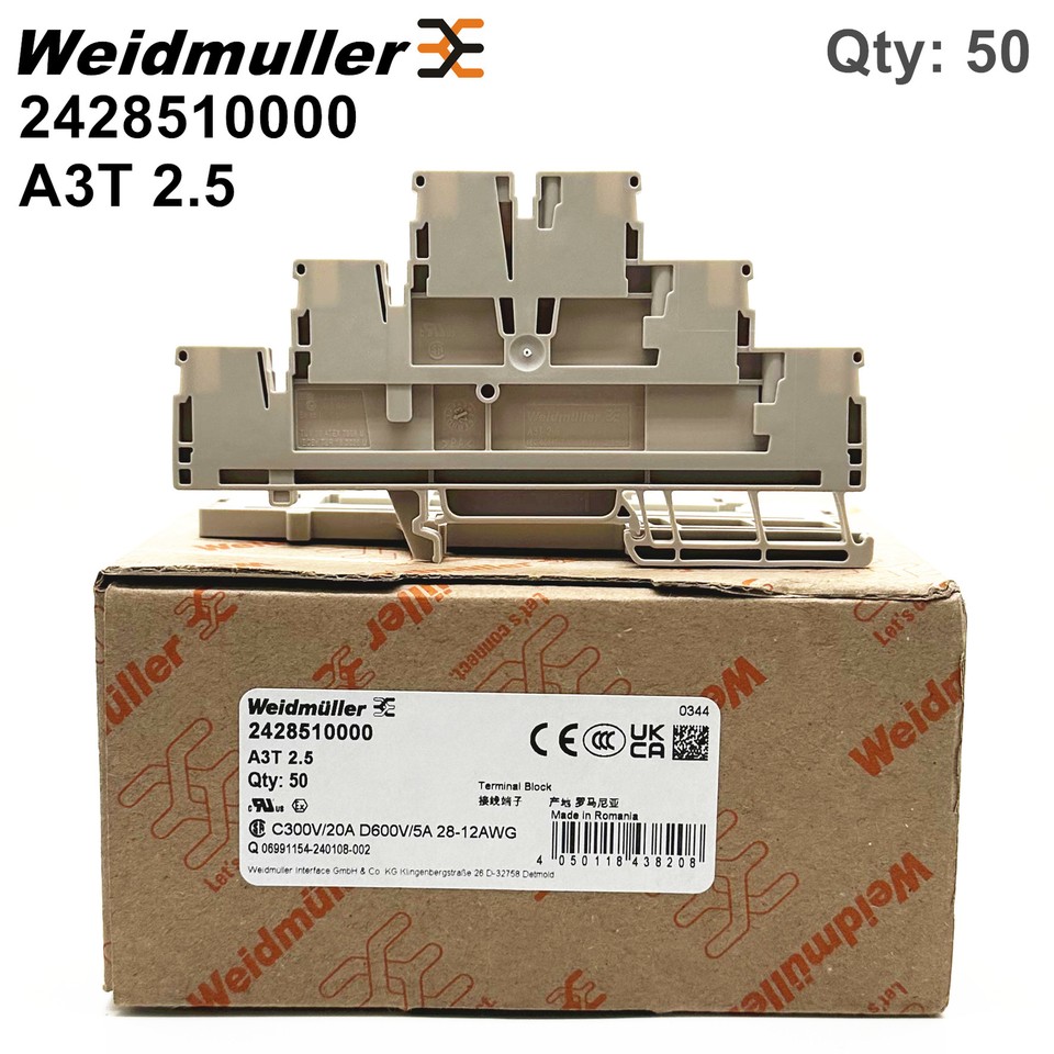 50pcs 2428510000 A3T 2.5 Plug-in Three-layer Wiring Terminal | eBay