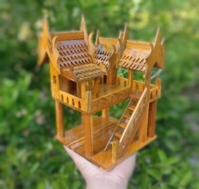 Handcrafted Miniature Thai House - Wooden Model Home Decor Size 13 × 12 ...