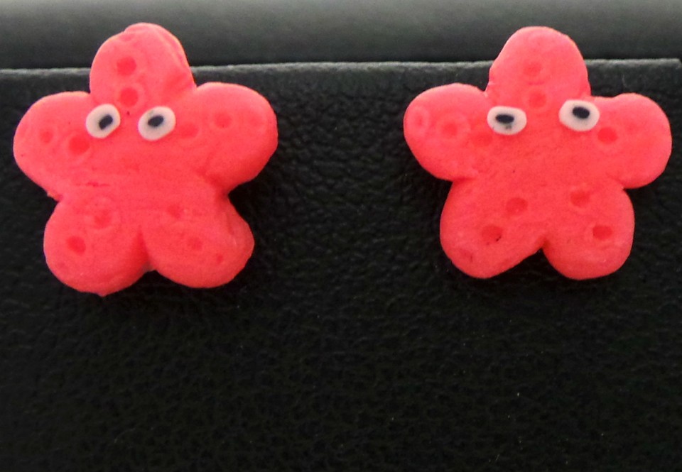 Solid 925 Sterling Silver Pink Starfish Eyes Nemo Earrings Studs 10mm ...