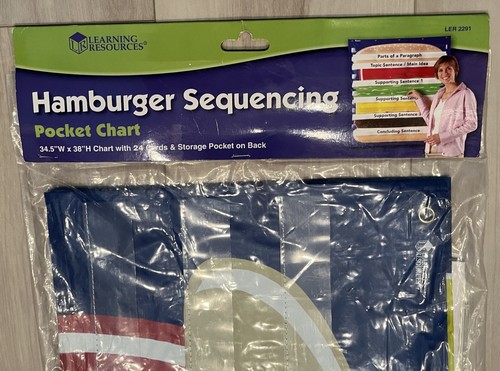Learning Resources Hamburger Sequencing Pocket Chart 34.5"Wx38"H w/24 ...