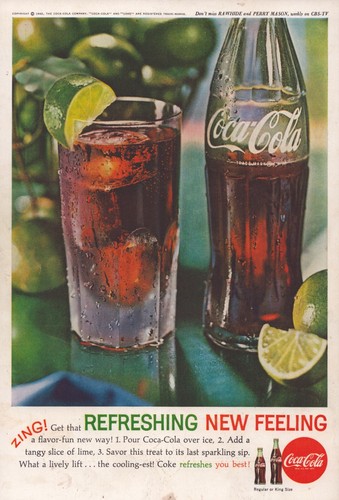 Vintage 1962 Coca-Cola Refreshing New Feeling Ice Cold Coke Glass Print ...