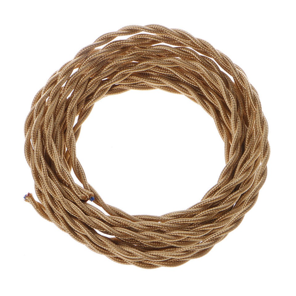 3 Core Electric Cable Braided Fabric Flex Lamp Cord Lighting Vintage ...