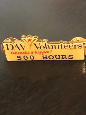 Vintage Collectible DAV Volunteers 500 Hrs Color Metal Pinback Lapel ...